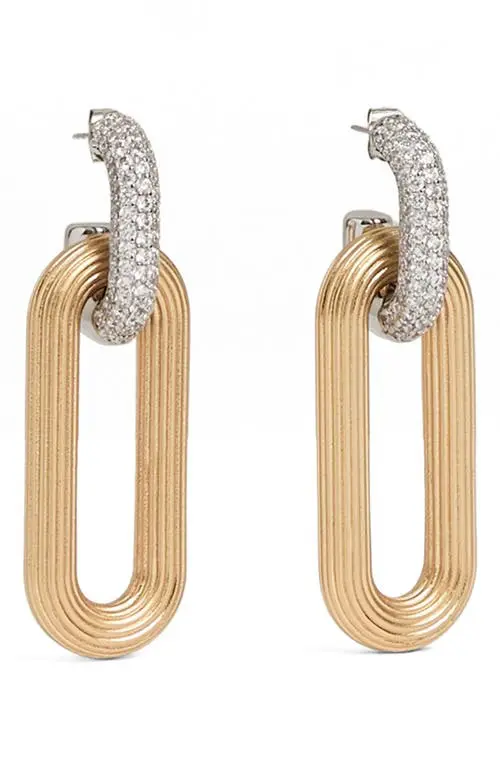 REISS Callie Contour Pavé Drop Earrings - Gold / Silver Tone/ Crystal