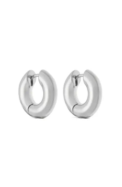 REISS Oliva Huggie Hoop Earrings - Silver Tone