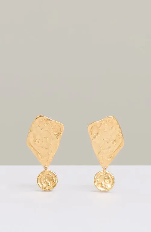 REISS Mason Molten Drop Earrings - Gold Tone