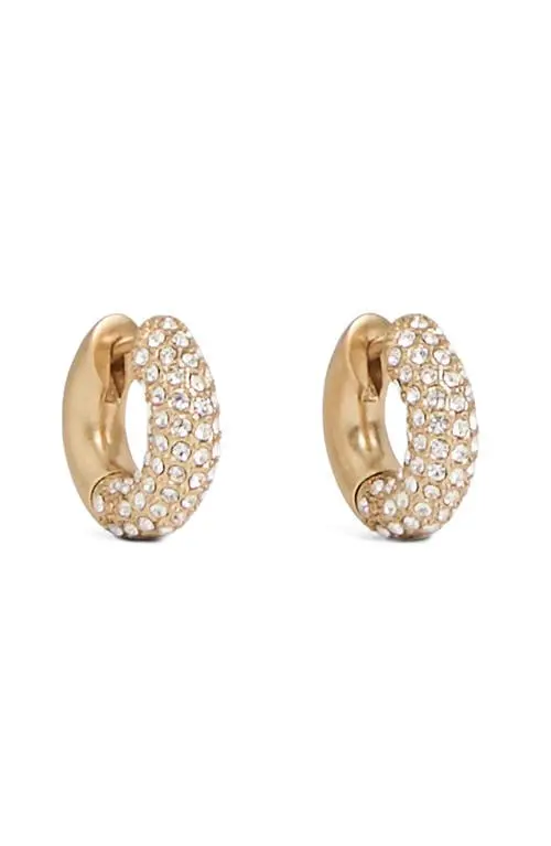 REISS Amelia Pavé Huggie Hoop Earrings - Gold Tone/ Clear Crystal