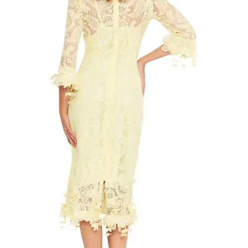 Akalia Lipsy Long Sleeves Lace Midi Dress In Light Yellow - 44% Off |  Editorialist