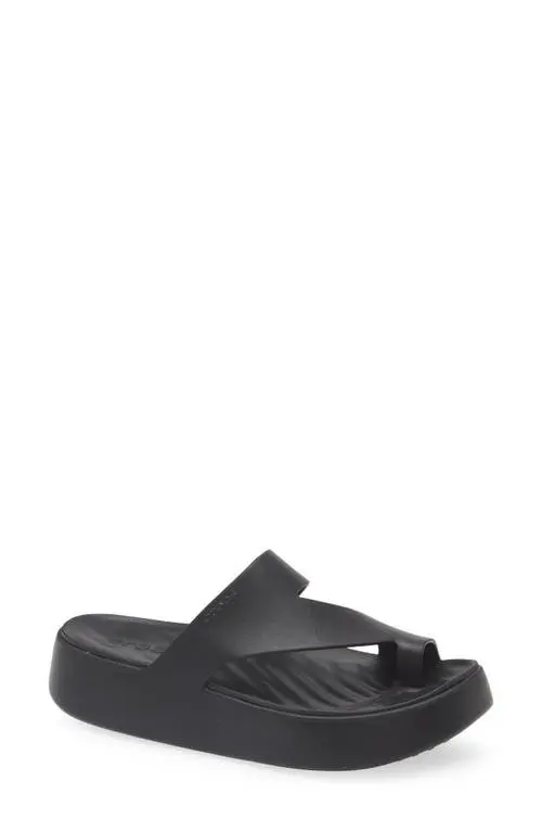 CROCS Getaway Toe Loop Platform Sandals - Black