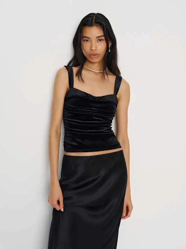 REFORMATION Trish Knit Top - Black