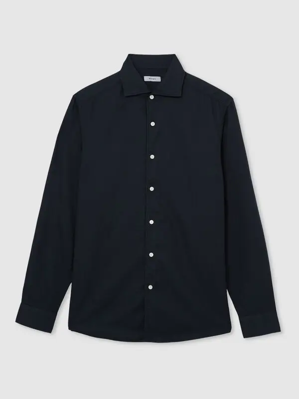 REISS Carvalho Cotton-piqué Garment-dyed Shirt - Navy