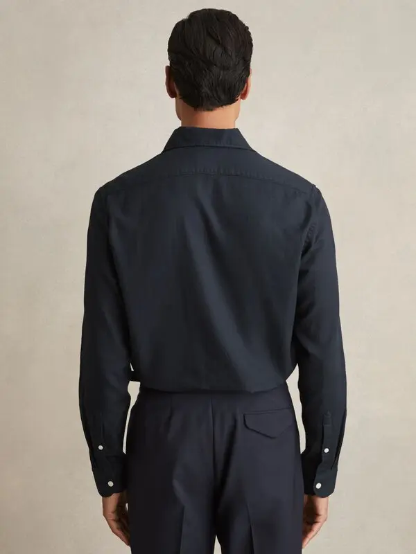 REISS Carvalho Cotton-piqué Garment-dyed Shirt - Navy