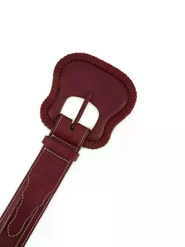 Johanna Ortiz Edging Forward Braided Leather Belt - Red  display picture 2