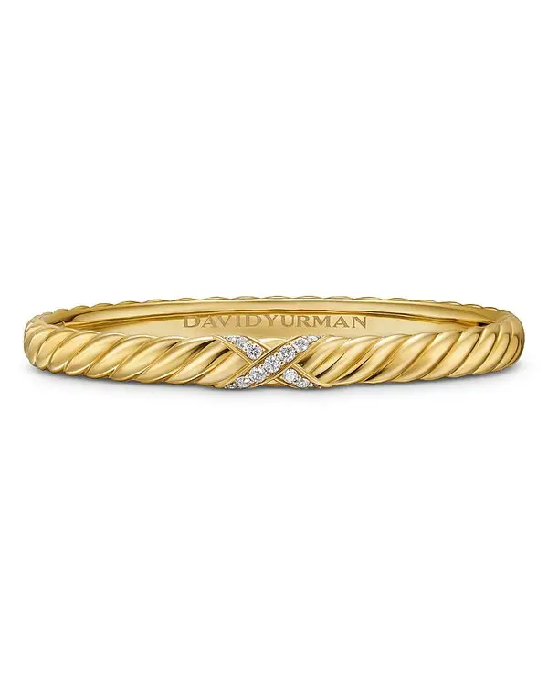 David Yurman Sculpted Cable X Center Station Cuff Bracelet - Gold