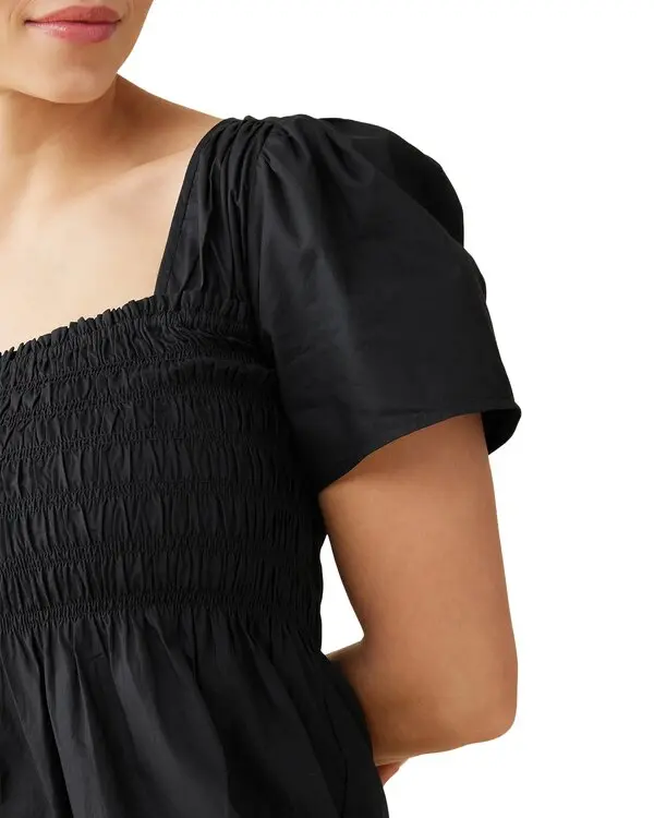 INGRID & ISABEL Short Sleeve Smocked Top - Black
