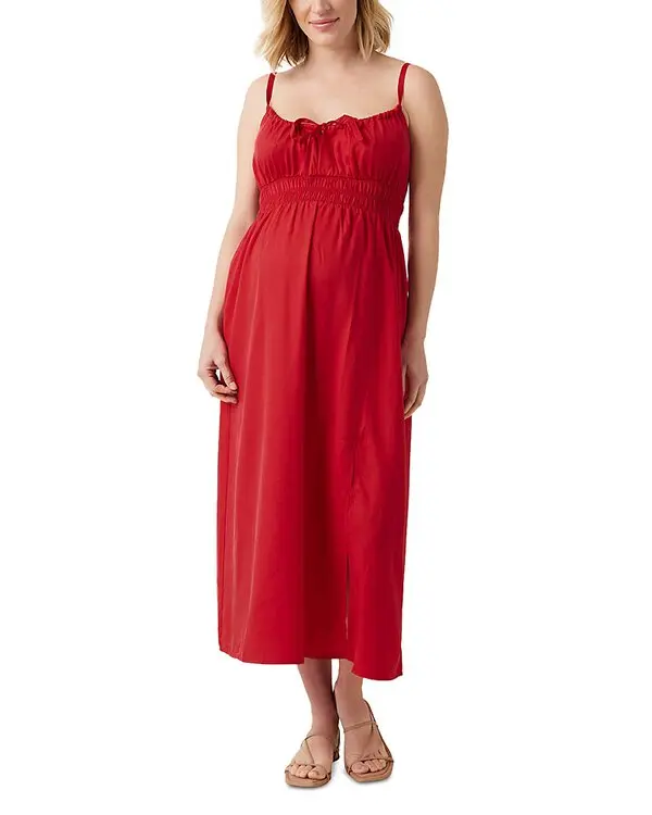 INGRID & ISABEL Maternity Strappy Midi Dress - Red
