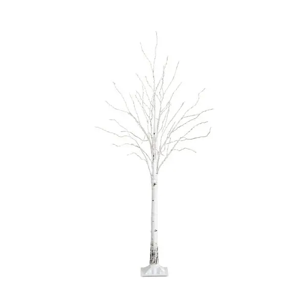 NEARLY NATURAL 3' Pre Lit Artificial Birch Christmas Tree With 92 Warm Led Lights - White