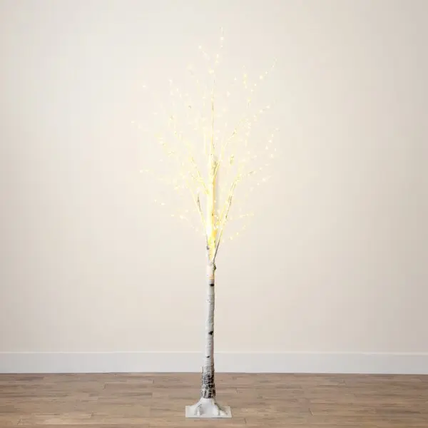 NEARLY NATURAL 3' Pre Lit Artificial Birch Christmas Tree With 92 Warm Led Lights