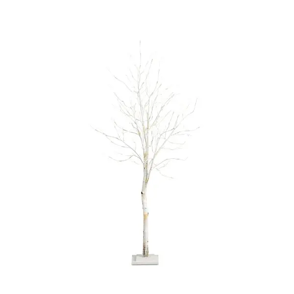 NEARLY NATURAL 6' Pre Lit Artificial Birch Tree With 90 Led Lights - White