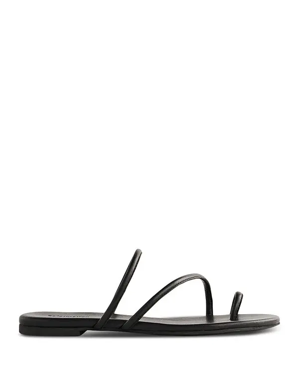 REFORMATION Ludo Toe Ring Strappy Flat Sandals - Black
