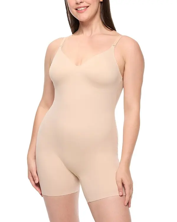 TC FINE INTIMATES Dress Rehearsal Low Back Mid Thigh Bodysuit - Warm Beige