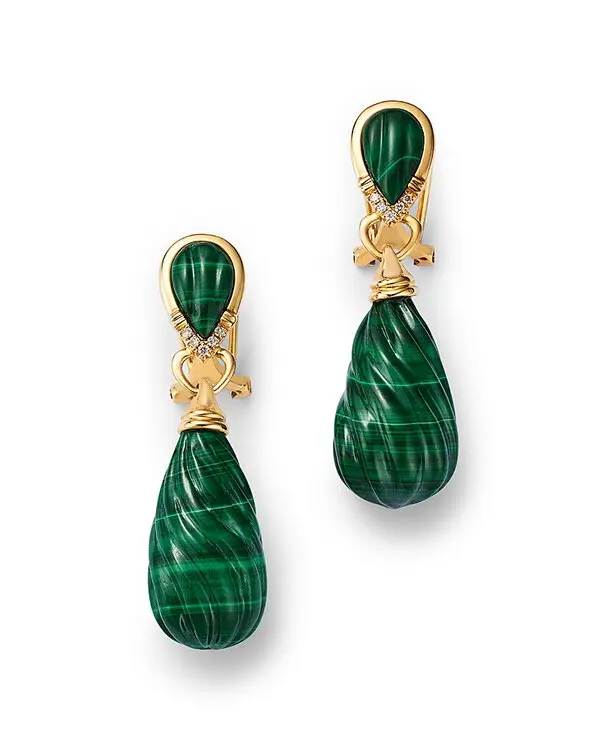 Bloomingdale'S Malachite And Diamond Drop Earrings - Green