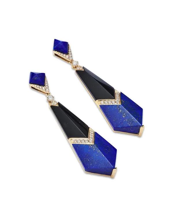 Bloomingdale'S Lapis, Malachite & Diamond Drop Earrings