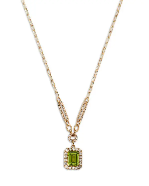 Bloomingdale'S Peridot And Diamond Pendant Necklace - Green/gold