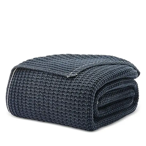 UGG Luna Knit Cotton Throw Blanket - Navy