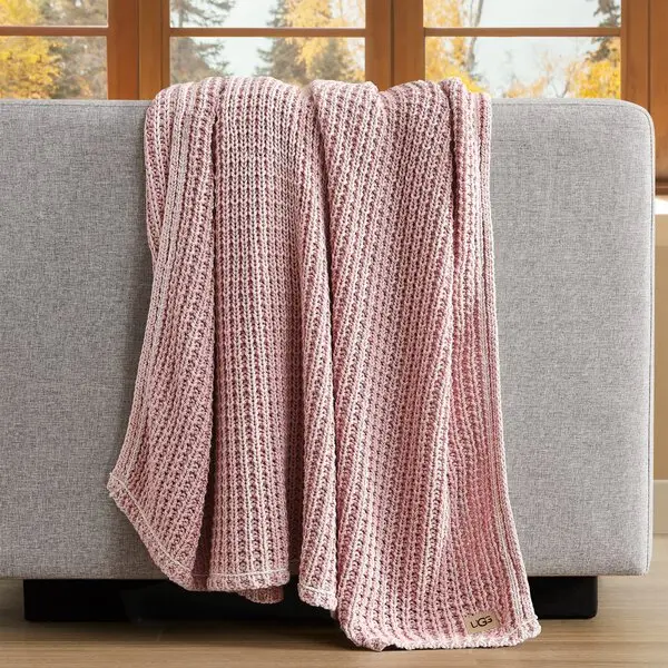UGG Luna Knit Cotton Throw Blanket - Quartz