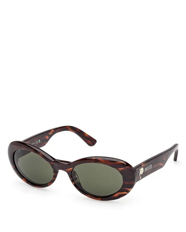 Emilio Pucci 53mm Oval Sunglasses - Havana/green