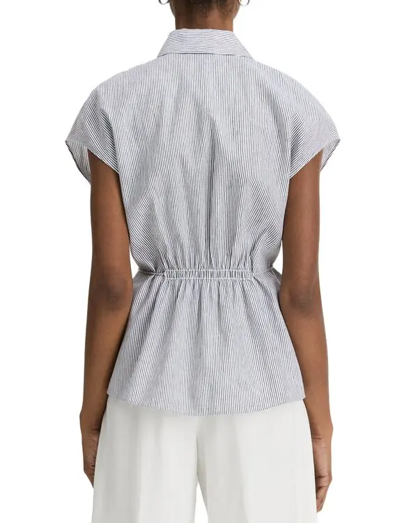 Vince Ticking Stripe Linen Top - Iris Slate