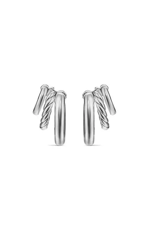 David Yurman Mercer® Three Row Hoop Earrings - Silver