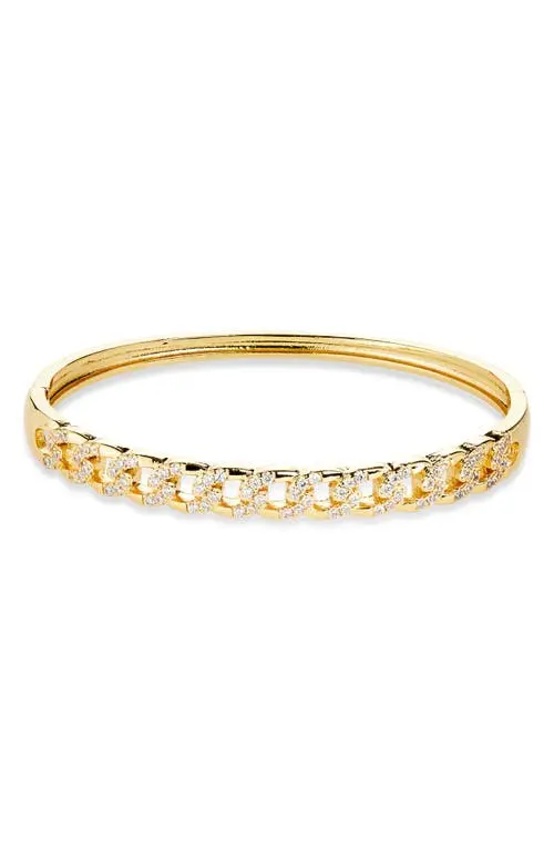 PANACEA Crystal Curb Hinge Bangle - Gold