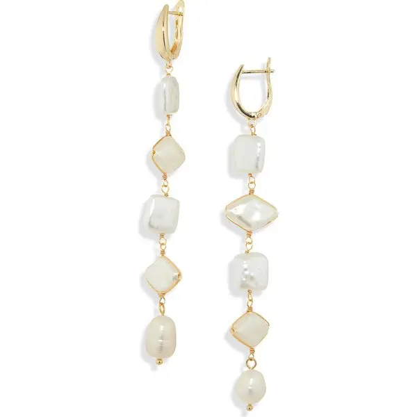 PANACEA Faux Pearl Linear Drop Earrings - White