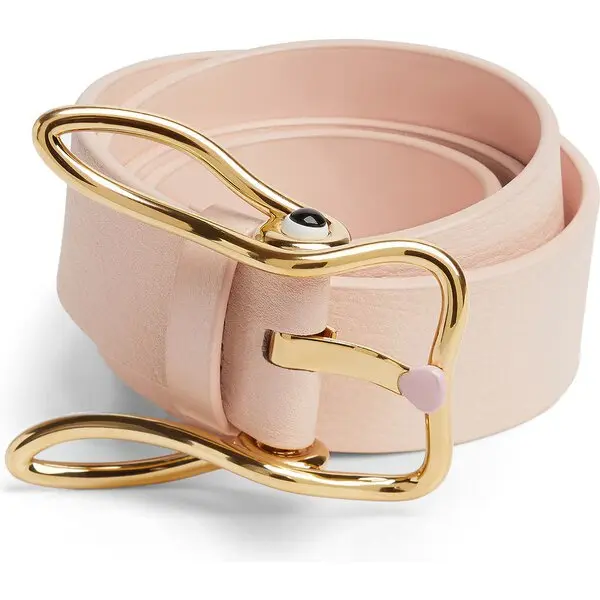 Bottega Veneta Rabbit Buckle Leather Belt - 6817 Cameo-muse Brass