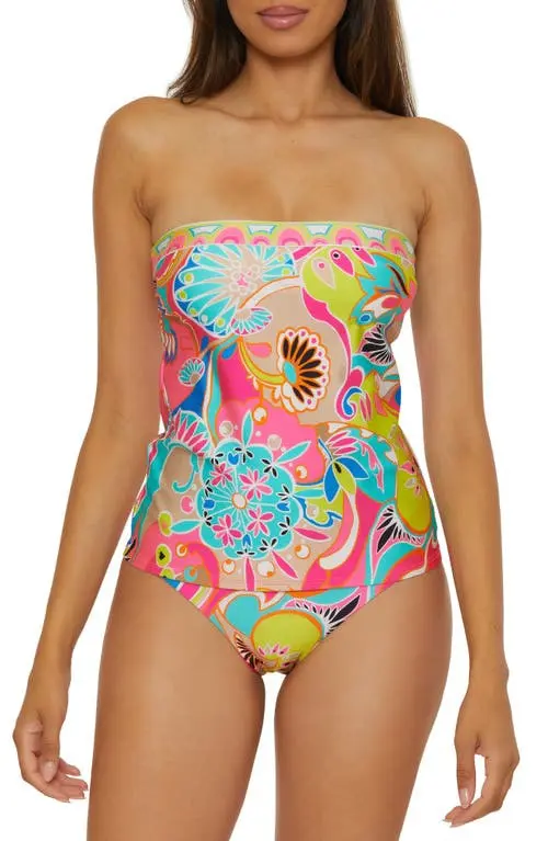 Trina Turk Banded Tankini Top - Pink Multi
