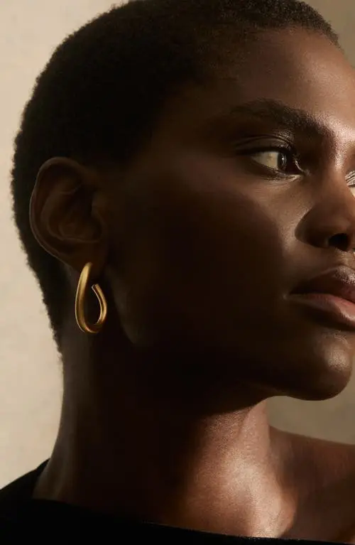 REISS Freya Wave Hoop Earrings - Gold Tone