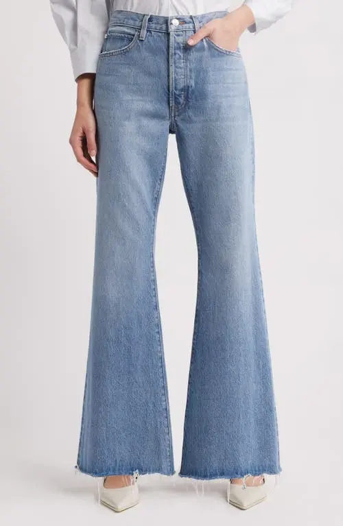 FRAME The Pixie Lax Frayed High-waist Flare Jeans