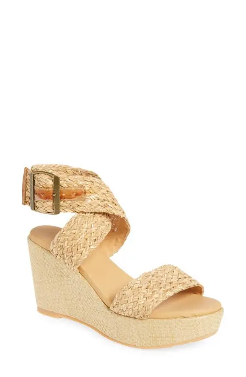 CHOCOLAT BLU Isabel Raffia Wedge Sandals