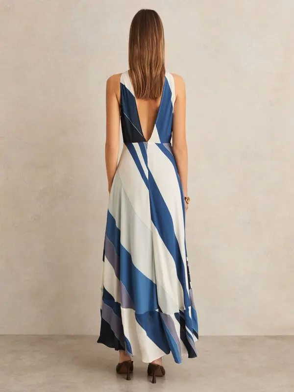 REISS Imogen Stripe Print Midi Dress