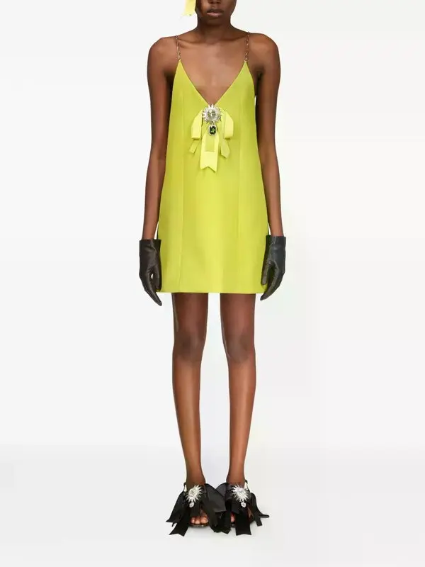 Area Crystal-Embellished Mini Dress In Green - 30% Off | Editorialist