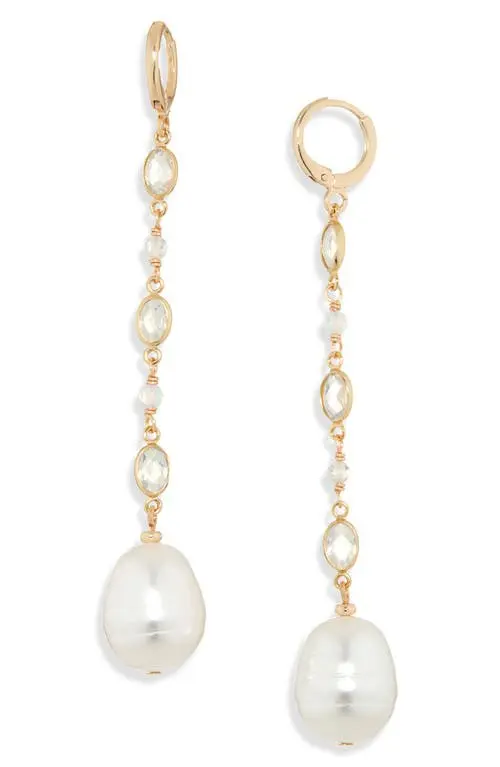 PANACEA Crystal And Faux Pearl Drop Earrings - White