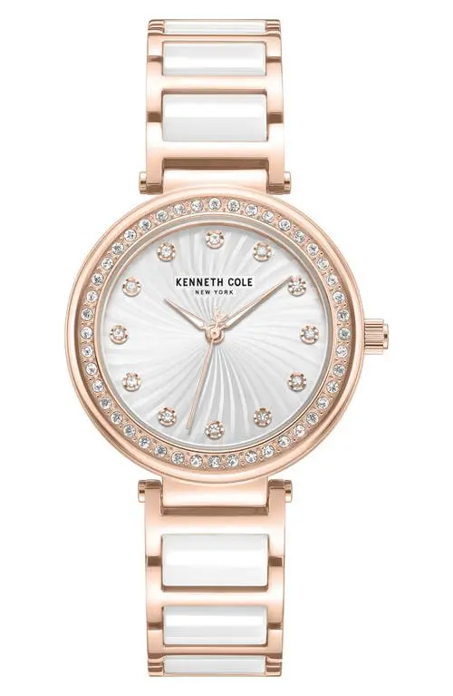 KENNETH COLE Crystal Bracelet Watch - White