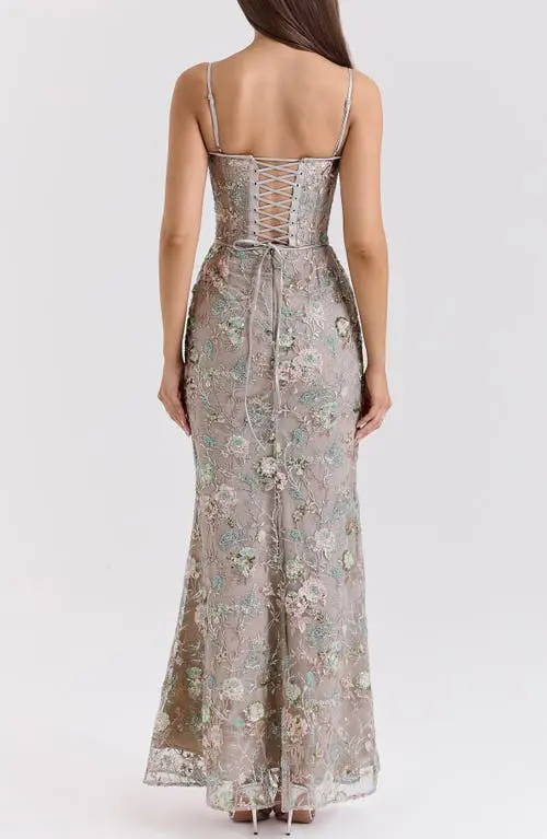 House Of Cb Naima Embroidered Sequin Gown