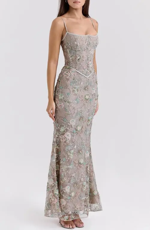 House Of Cb Naima Embroidered Sequin Gown