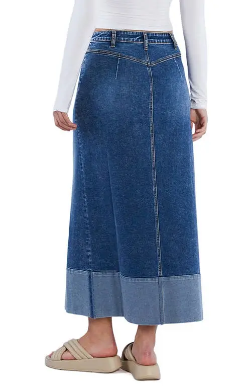 WASH LAB DENIM Cuffed Maxi Skirt - Cuffed Blue