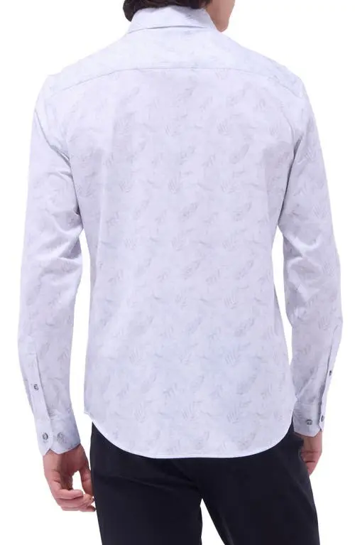 Bugatchi Jimmy Ooohcotton® Leaf Print Button-up Shirt - Platinum