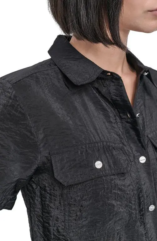 Dkny Tech Poplin Button-up Shirt - Black
