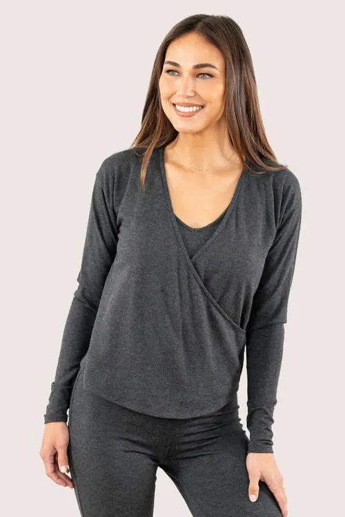 JJWINKS Wrap Star Lounge Top - Charcoal