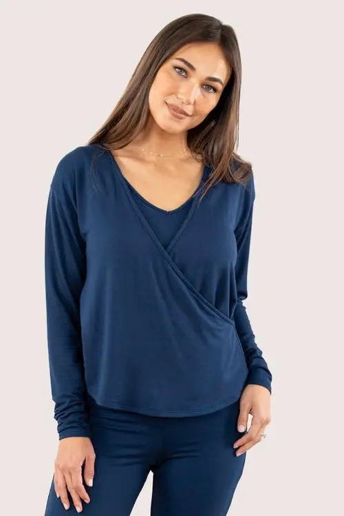 JJWINKS Wrap Star Lounge Top - Navy