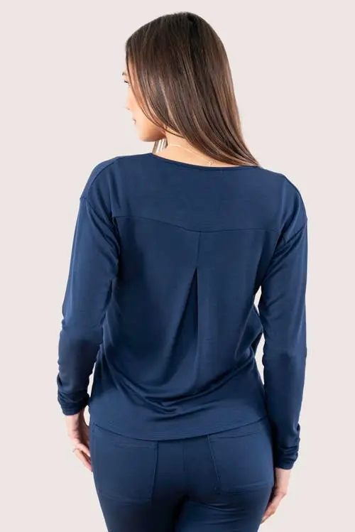 JJWINKS Wrap Star Long Sleeve Top With Built-in Shelf - Navy