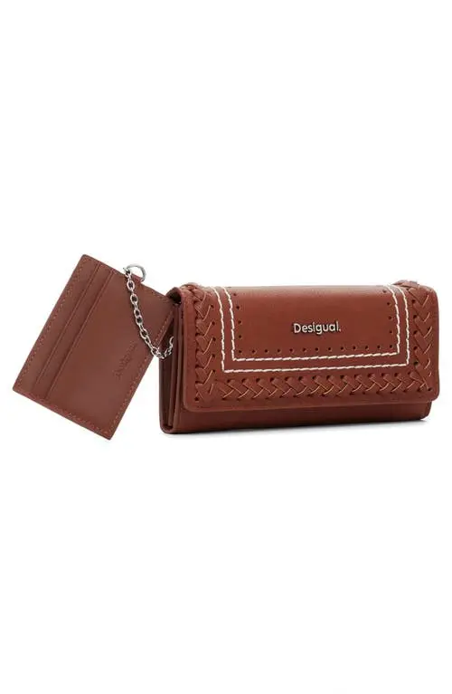 Desigual Long Faux Leather Wallet - Camel