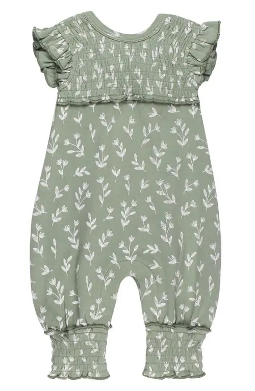 L'OVEDBABY Cross Back Organic Cotton Romper - Seafoam Bloom