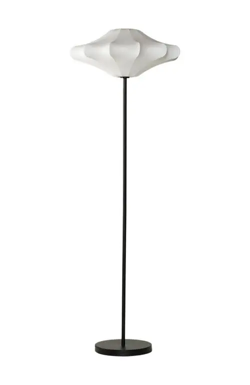 BRIGHTECH Atlas 67" Modern Led Tall Floor Lamp With Unique White Resin Shade - Classic Black