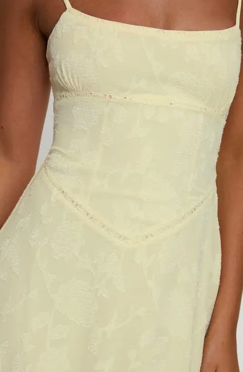 princess polly south of france dress floral devore square neck corset lace up back detail maxi in yellow 97% polyester 3% elastane Cold gentle machine wash South of France Floral Burnout
