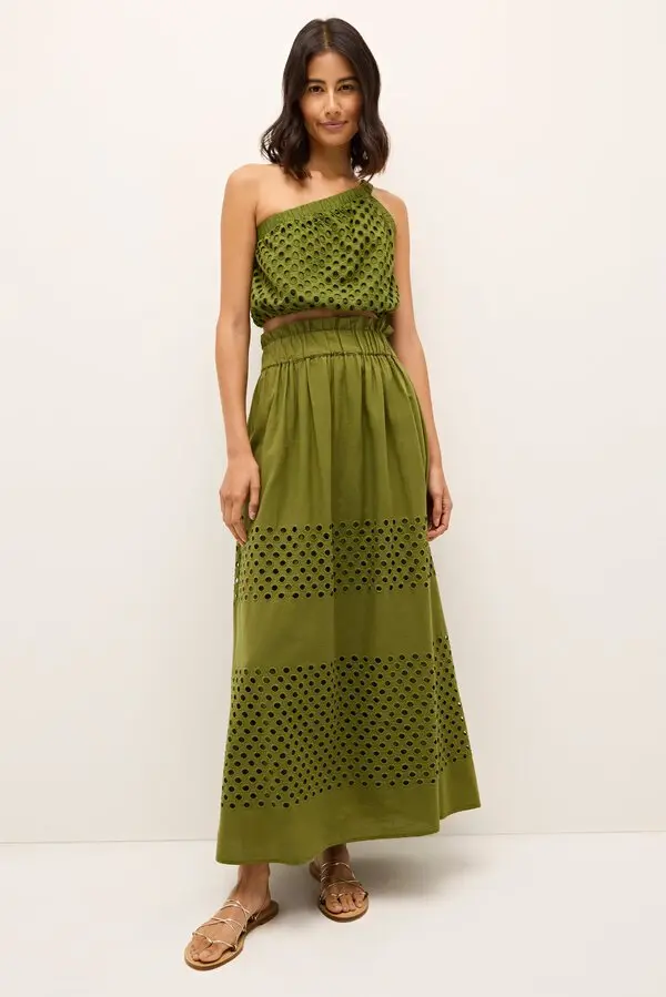 MARIE OLIVER Draper Maxi Skirt - Pesto